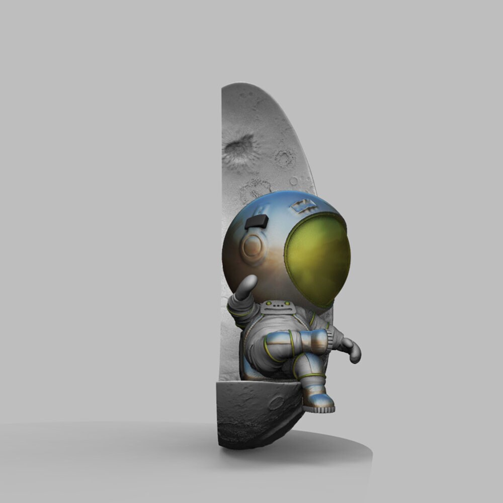 CUTE Chibi Astronaut Chillin on Moon Wall Decor - Etsy