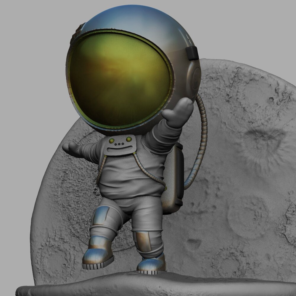 CUTE Chibi Astronaut on Moon Edge 3D Printing Wall Decor - Etsy
