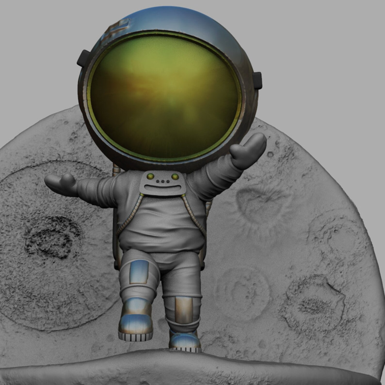CUTE Chibi Astronaut on Moon Edge 3D Printing Wall Decor - Etsy