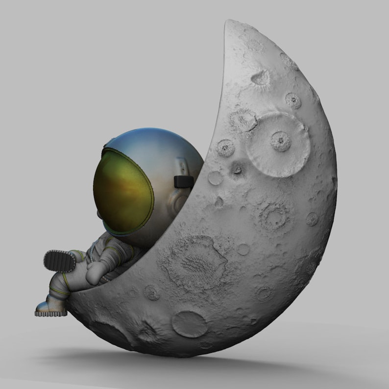 CUTE Chibi Astronaut Chillin on Moon Wall Decor - Etsy