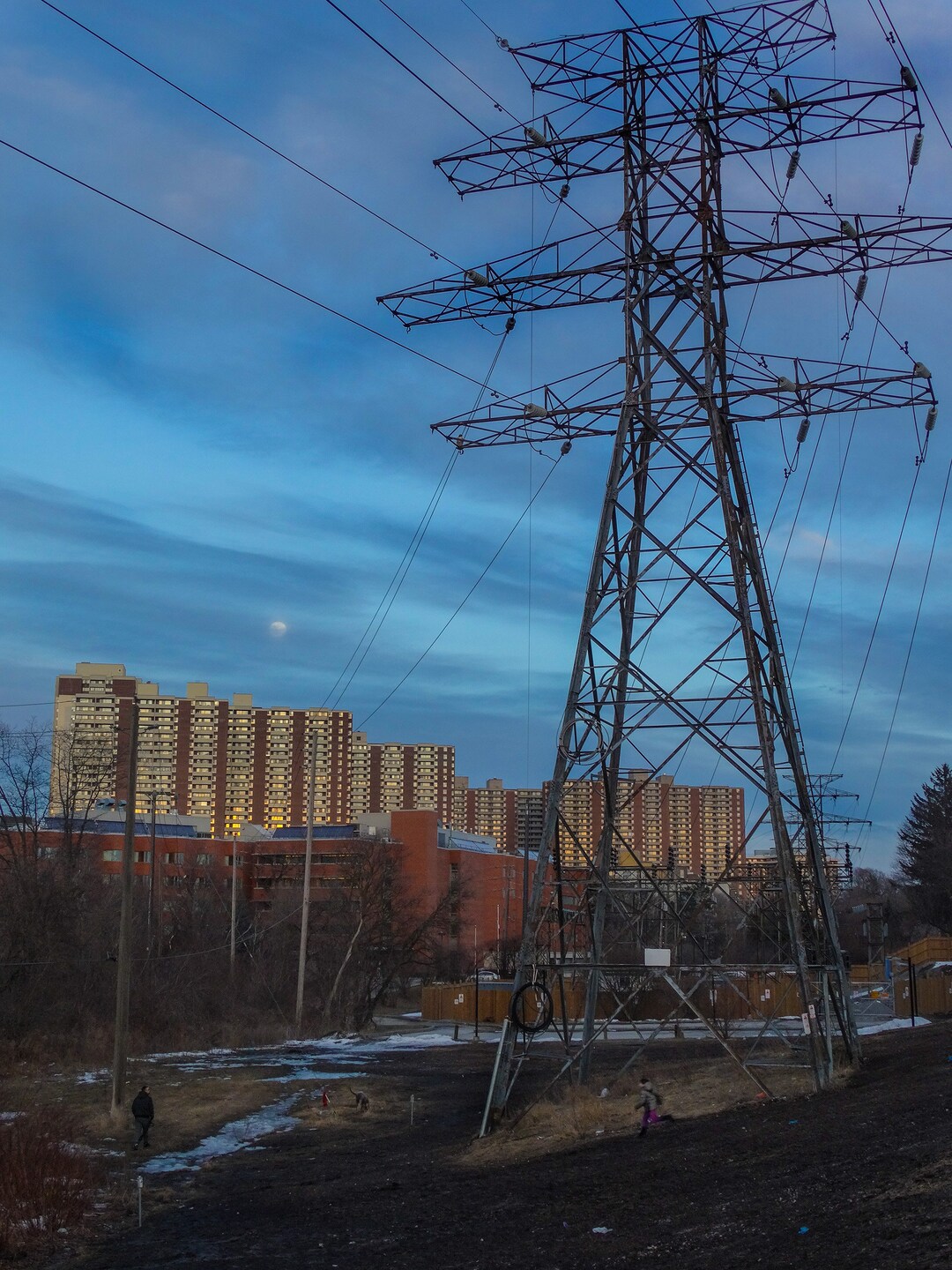 Moonrise With Pylon and Child Running - Etsy