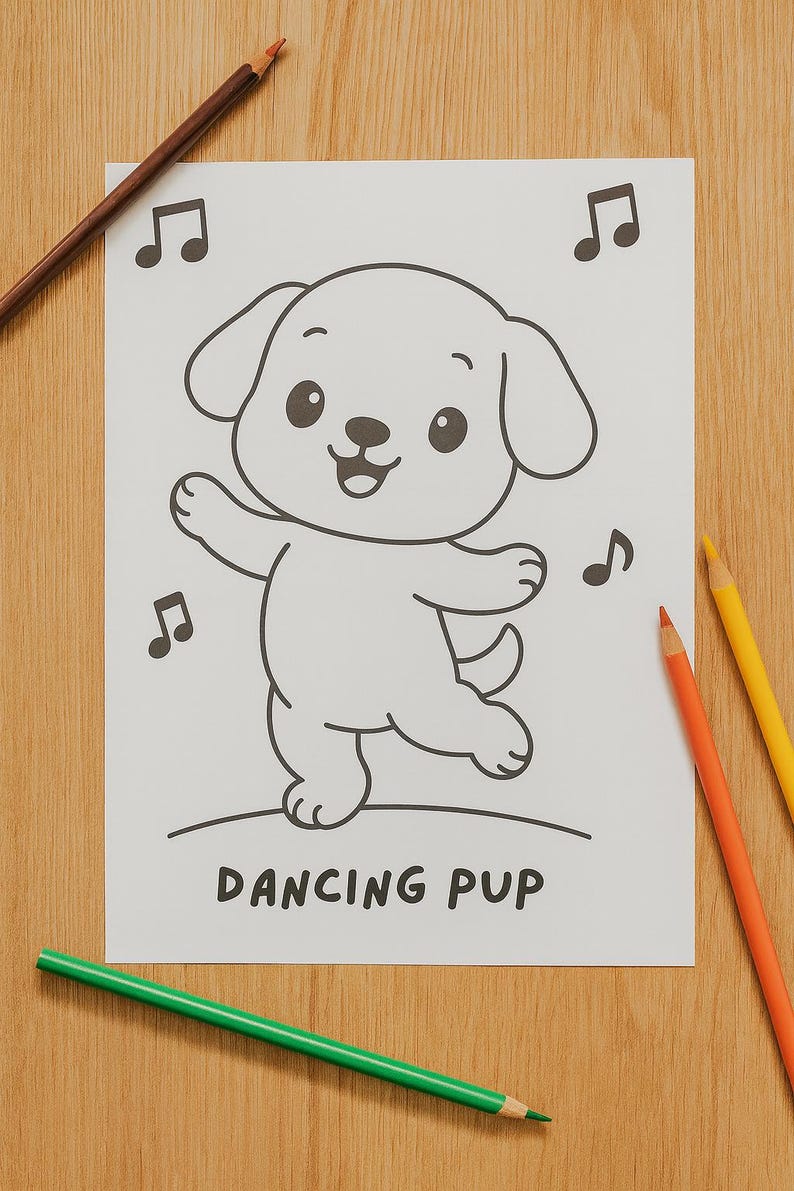 Puppy Coloring Book: 12 Printable Dog Pages for Kids (PDF) - Etsy