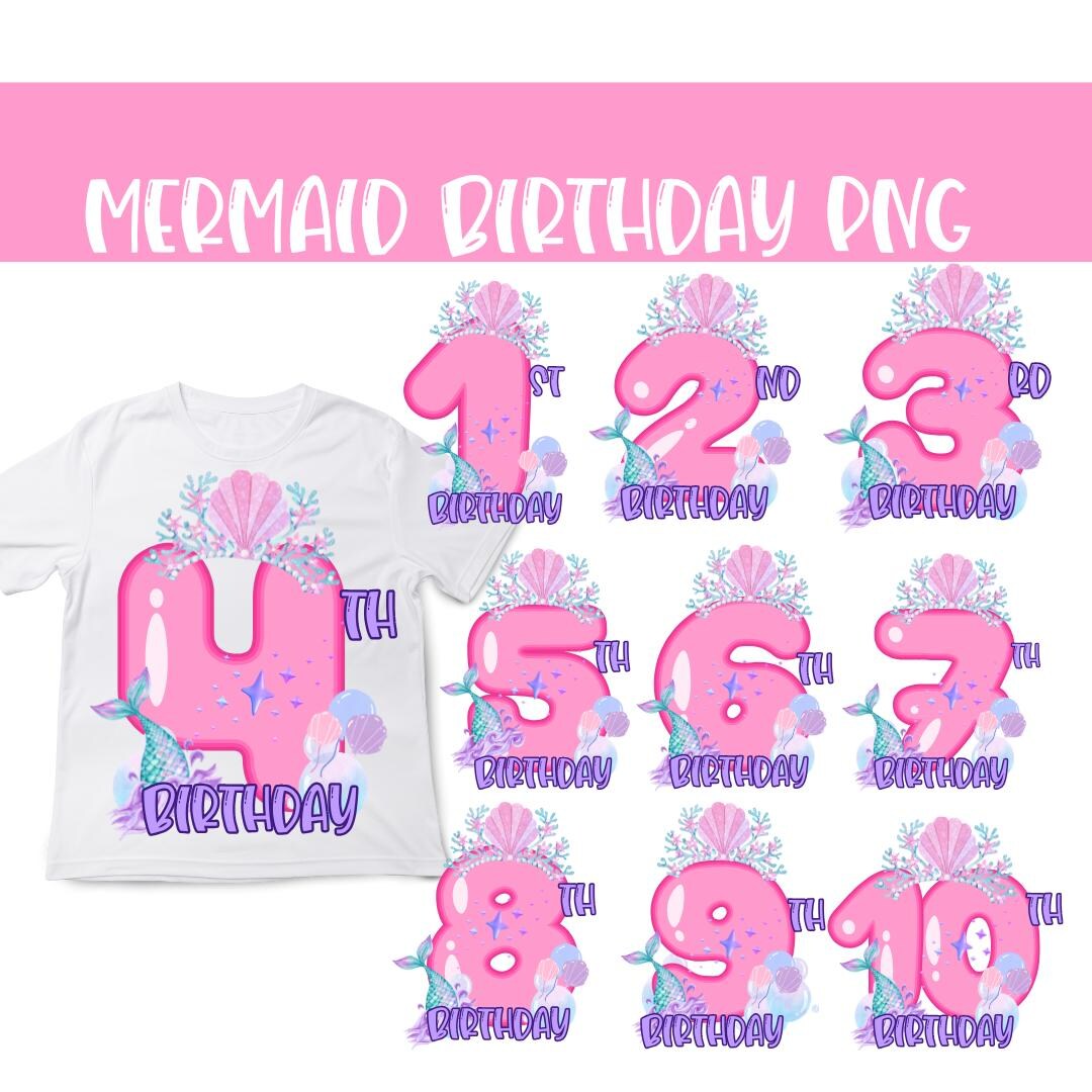 Mermaid Birthday PNG: Shimmering Tail Design (digital Download) - Etsy