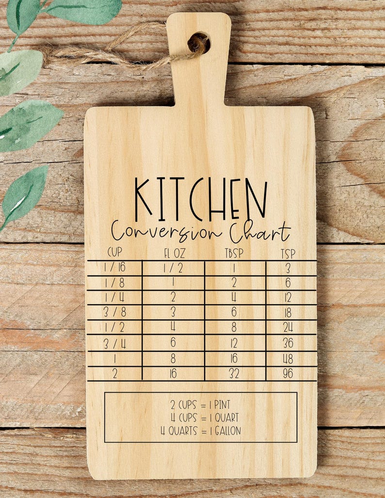 Kitchen Conversion Chart: SVG Laser Engraving, Cricut Design (digital ...