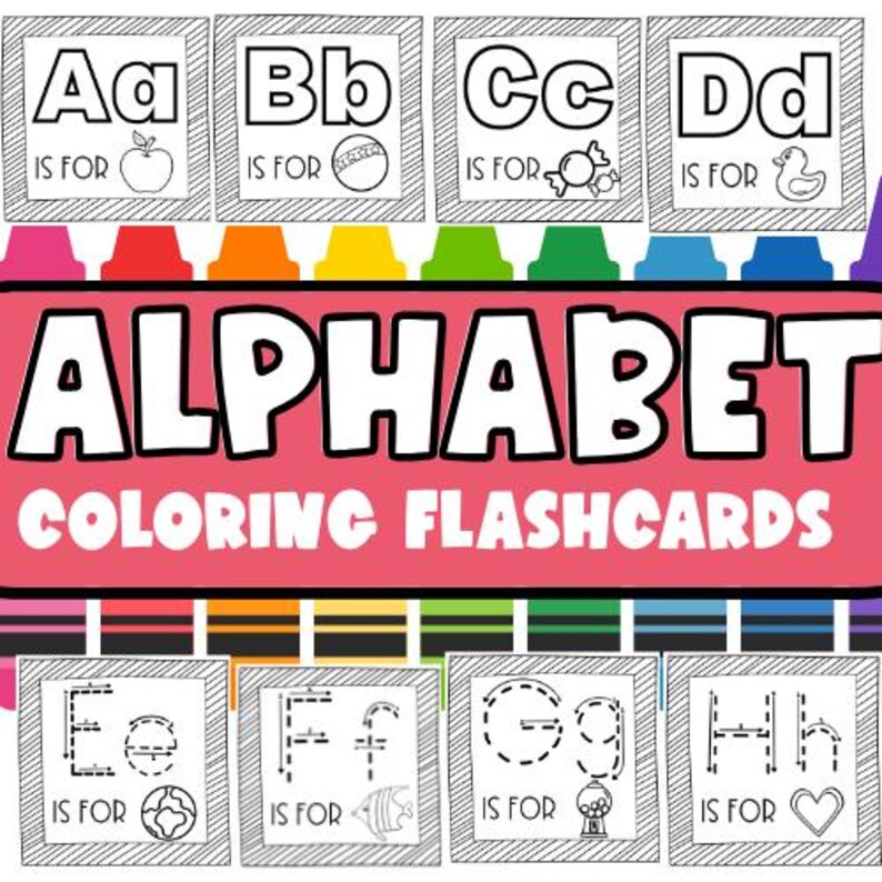 ABC Coloring Flash Cards for Kids (PDF Printable) - Etsy