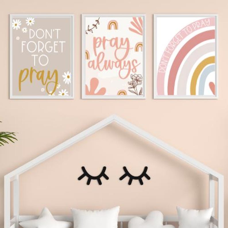 4 Image Don't Forget to Pray Digital Wall Art, Faith Based Prayer Cards ...