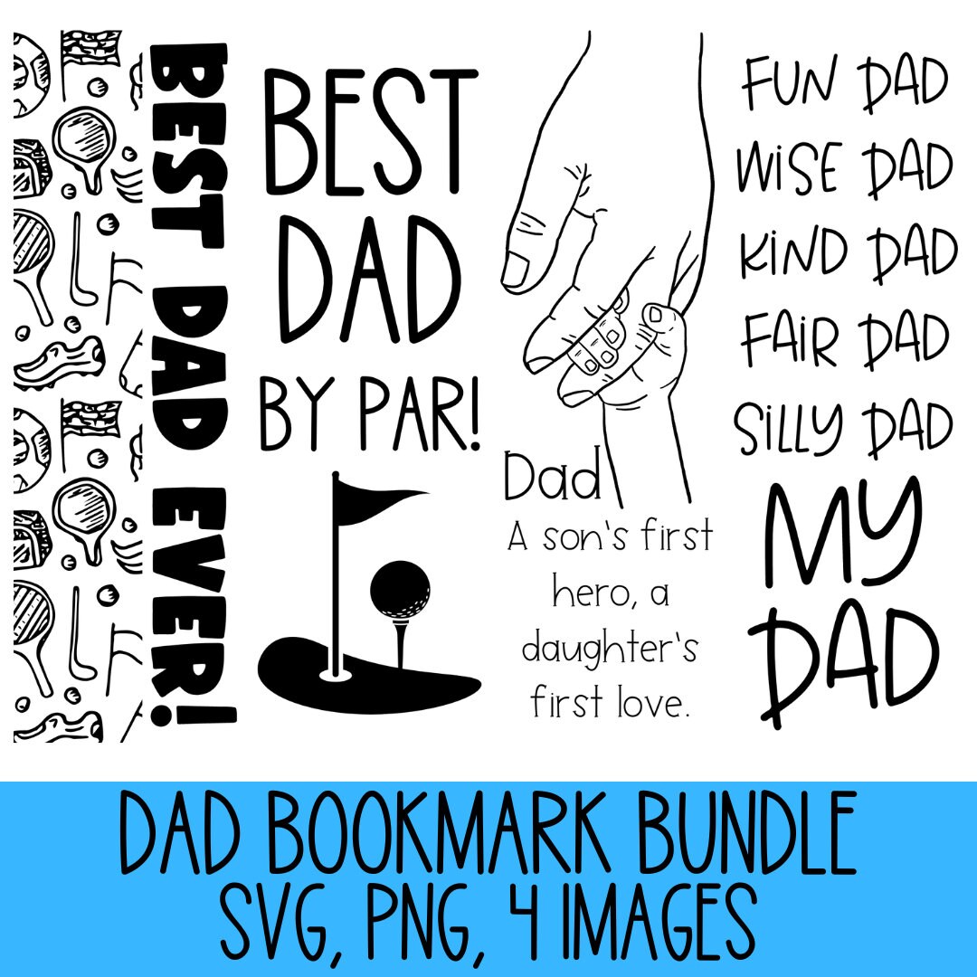Dad Bookmark Bundle: Colorable Designs (SVG, PNG) - Etsy
