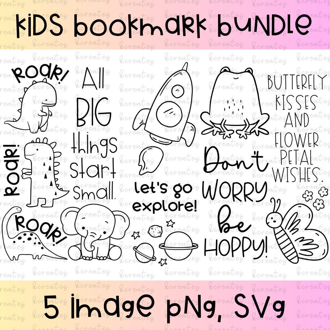 Kids Bookmark Bundle, Kids Bookmark PNG Bundle, Kids Bookmark SVG ...