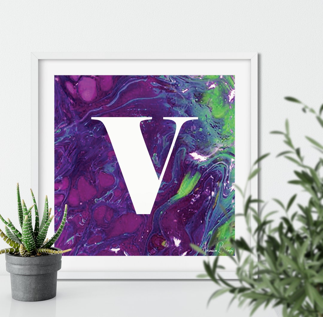 Alphabet Art, Typography Wall Art, Letter V Sign, Inspirational Art ...