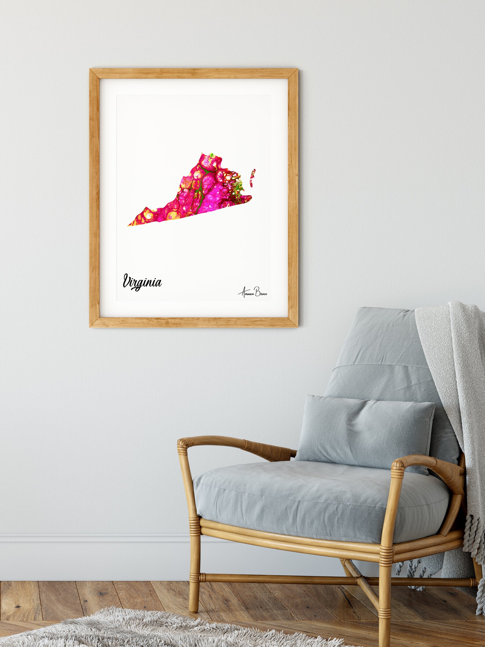 Virginia State Print, Virginia Wall Art, Acrylic Painting, Virginia ...