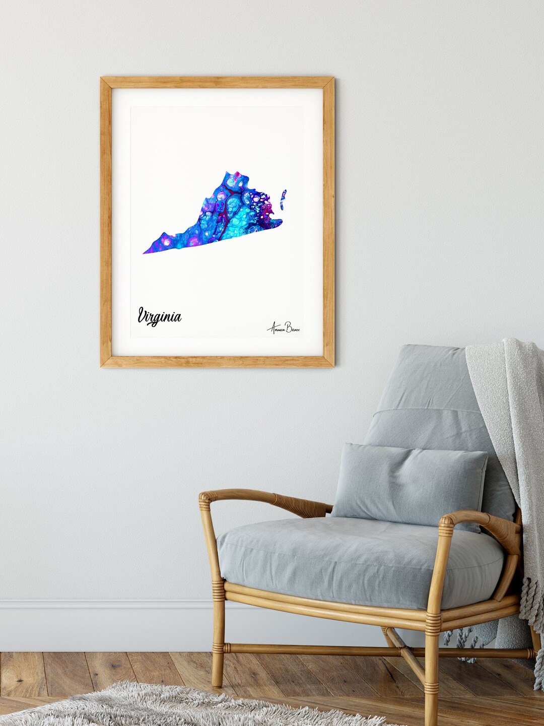Virginia State Print, Virginia Wall Art, Acrylic Painting, Virginia ...