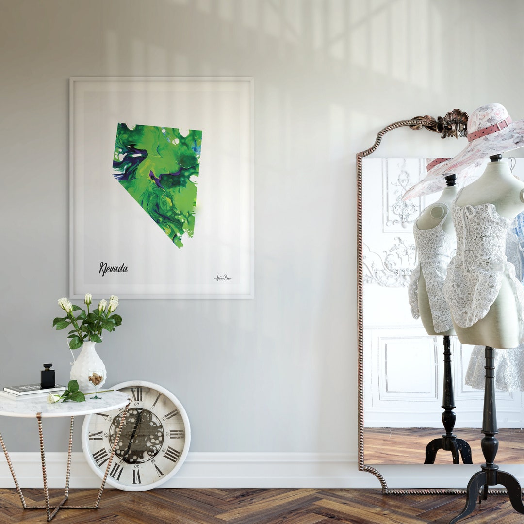 Nevada State Print, Nevada Wall Art, Acrylic Painting, Nevada State ...
