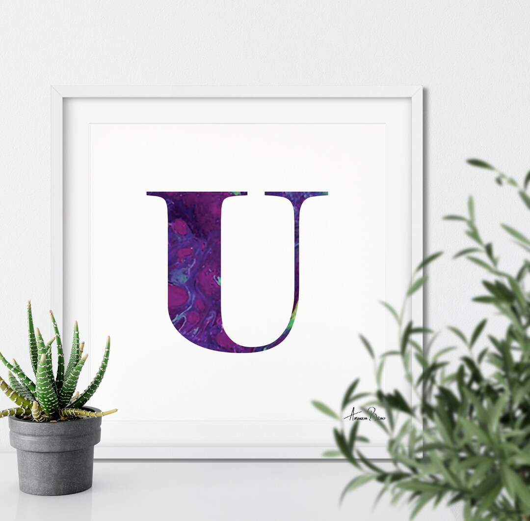 Alphabet Art, Typography Wall Art, Letter U Sign, Inspirational Art ...