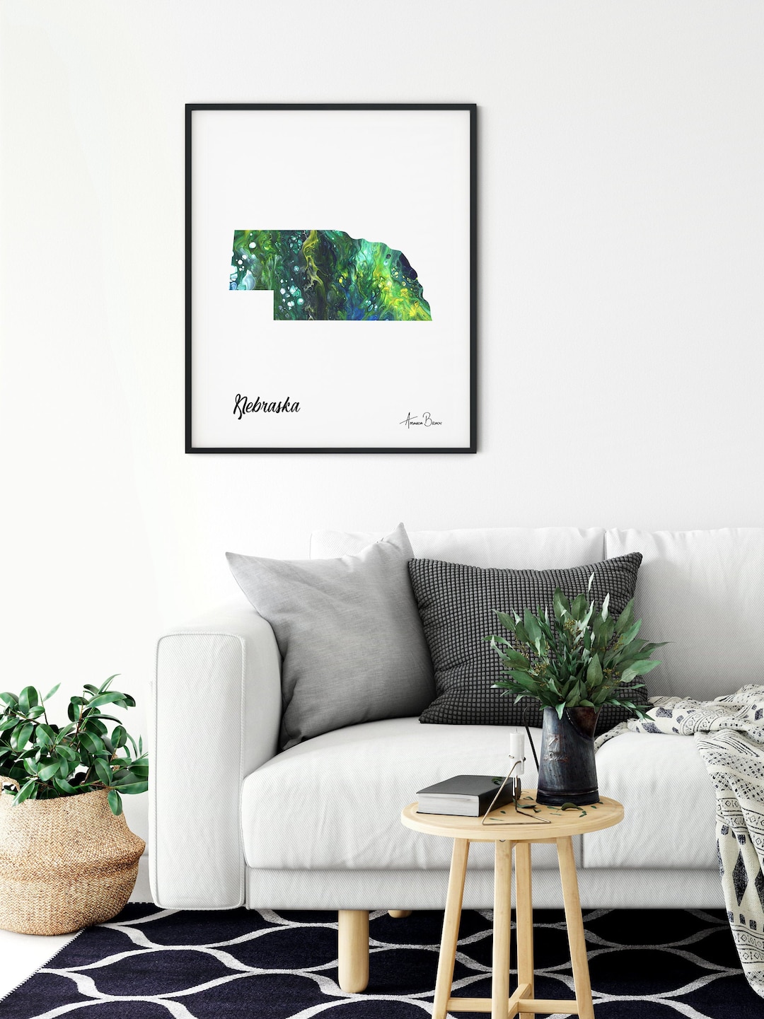 Nebraska State Print, Nebraska Wall Art, Acrylic Painting, Nebraska ...