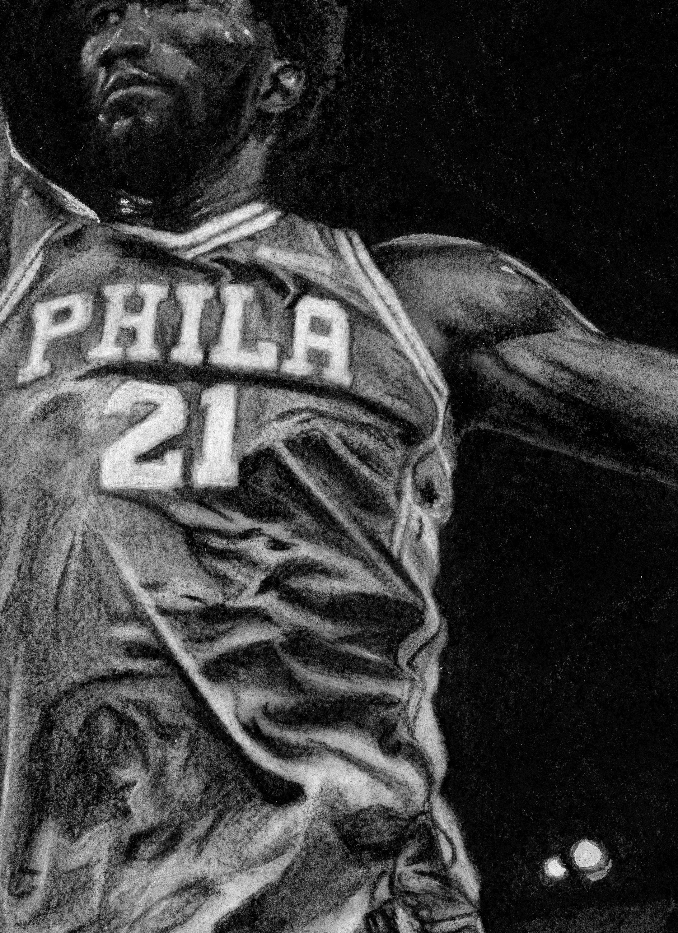 Joel Embiid Handmade Charcoal Illustration Print Philadelphia - Etsy