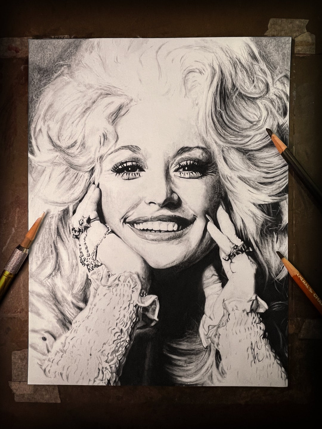 Dolly Parton Handmade Charcoal Illustration Print - Etsy