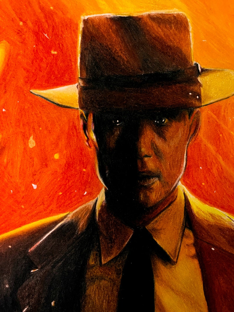 Oppenheimer Handmade Colored Pencil Illustration Print, Cillian Murphy ...