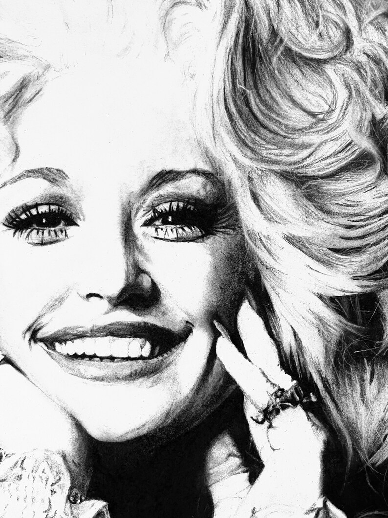 Dolly Parton Handmade Charcoal Illustration Print - Etsy