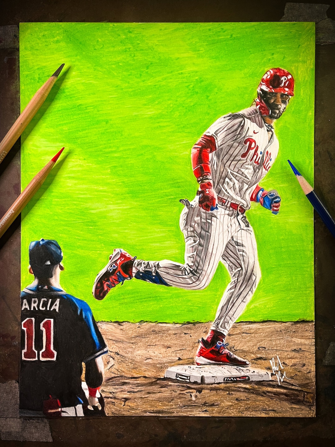 Bryce Harper Handmade Colored Pencil Illustration Print, Phillies Fan ...