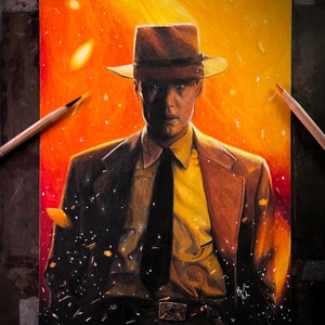 Oppenheimer Handmade Colored Pencil Illustration Print, Cillian Murphy ...