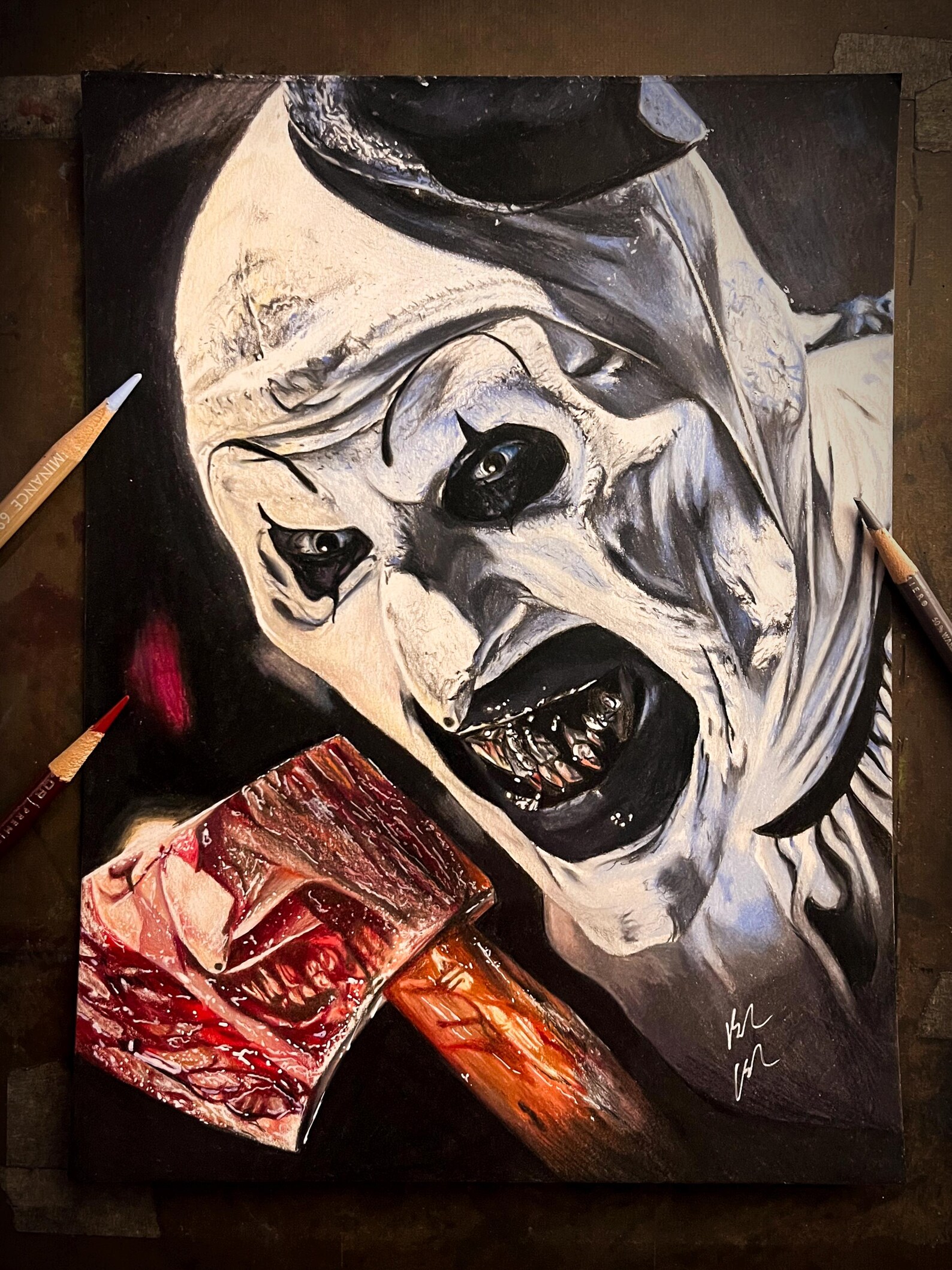 Art the Clown Handmade Colored Pencil Illustration Print, Terrifier Fan ...