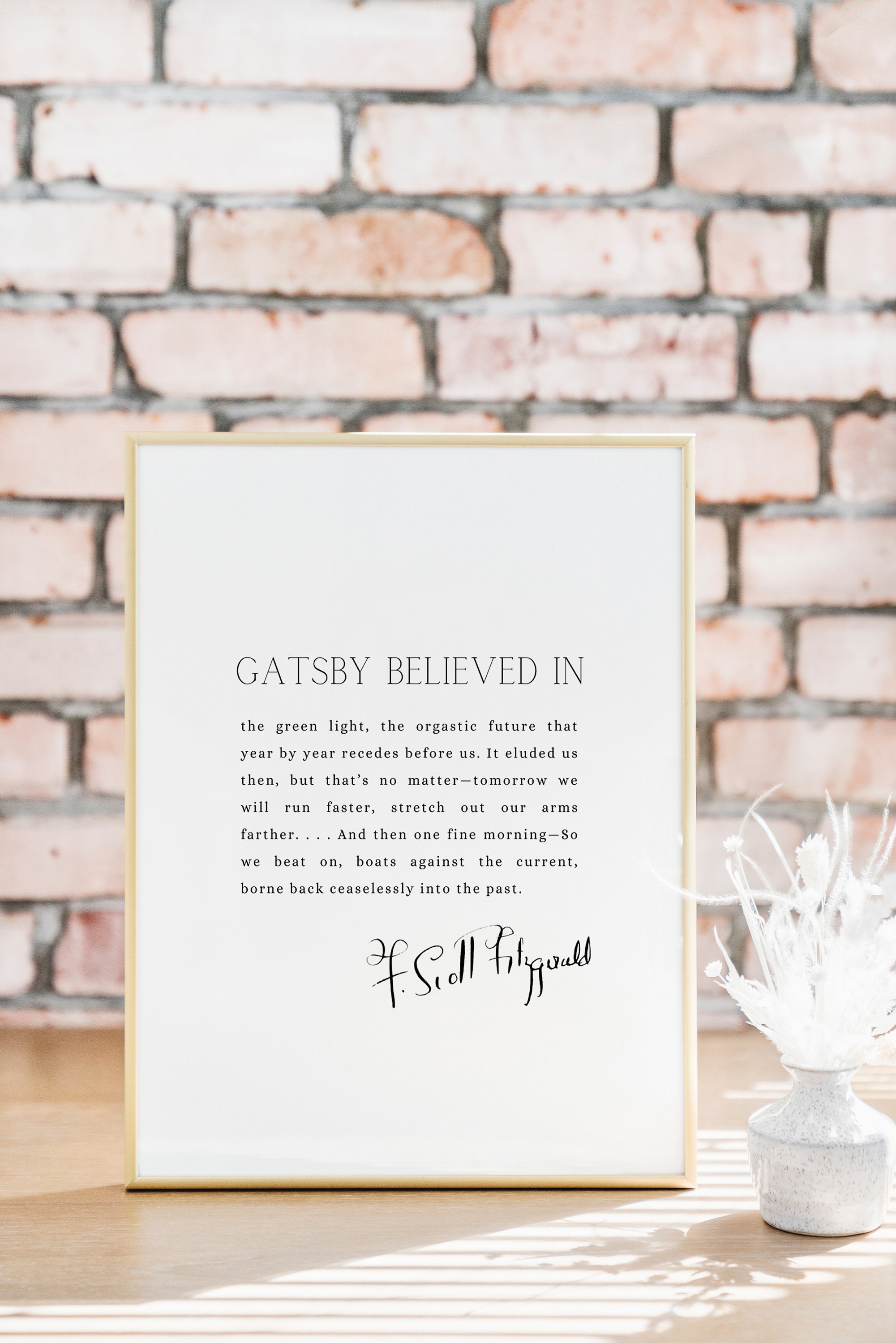Great Gatsby Poster F. Scott Fitzgerald Quote Print Literary - Etsy