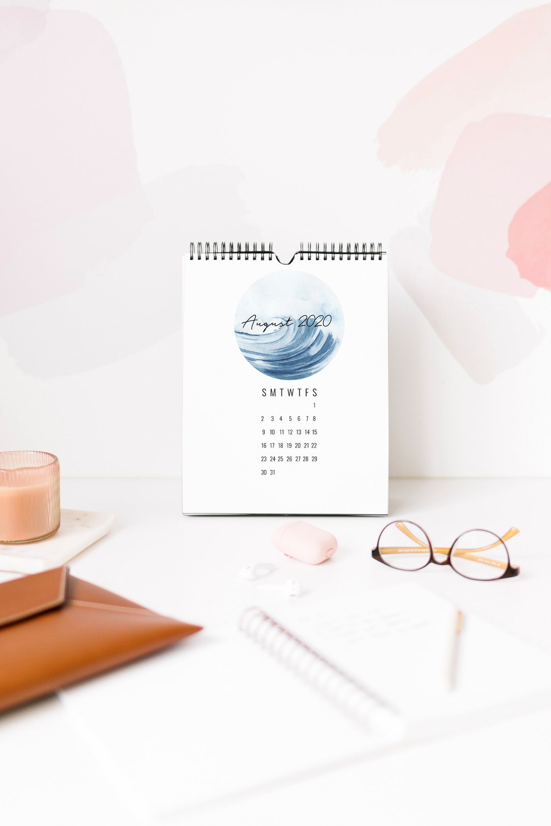 Wave Art August 2020 Calendar: Minimalist Ocean Print (digital Download ...