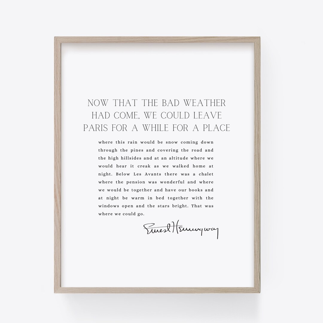 Ernest Hemingway Romantic Quote Print - Love Wall Decor - Gift for ...