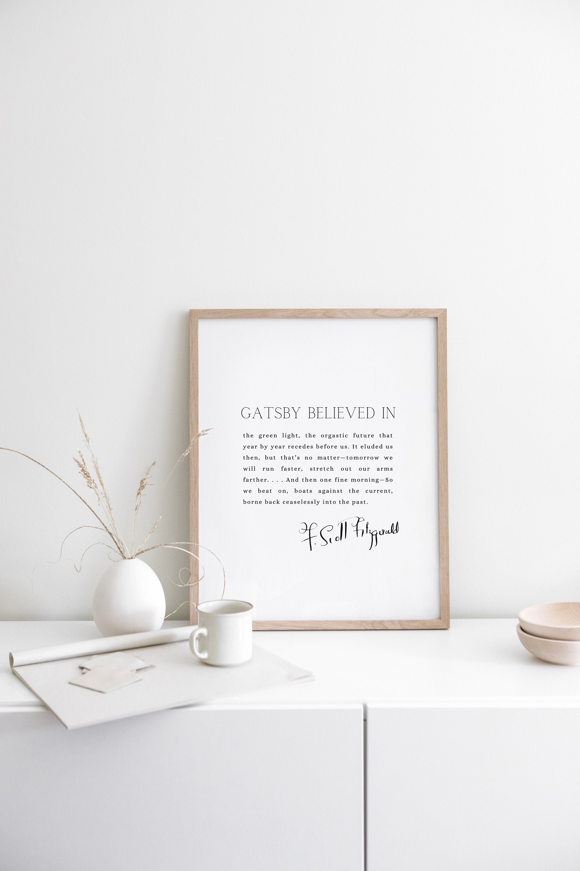 Great Gatsby Poster F. Scott Fitzgerald Quote Print Literary - Etsy