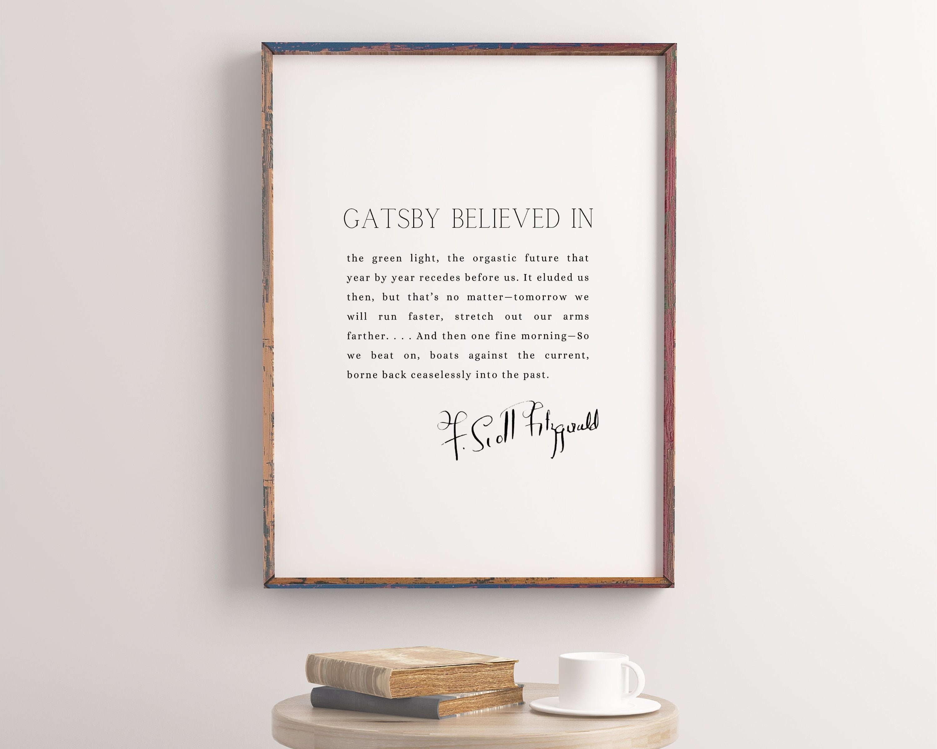 Great Gatsby Poster F. Scott Fitzgerald Quote Print Literary | Etsy