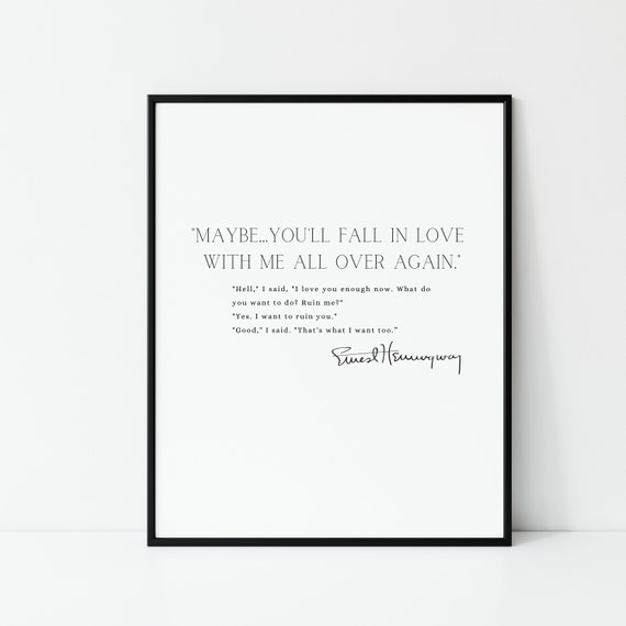 Etsy Hemingway Quotes Hemingway Quote Art Etsy