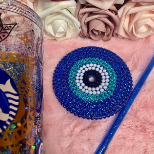 Evil Eye Design Glitter Snow Globe Tumblerstarbucks - Etsy