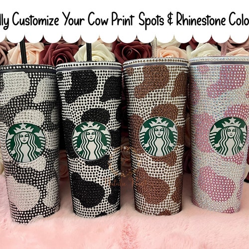 Cow Print Vinyl & Rhinestone Full Bling Venti Acrylic - Etsy
