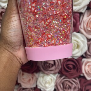 16oz Sip Cup Strawberry Pink Drink Rhinestone Filled Tumbler|reverse ...