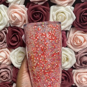 16oz Sip Cup Strawberry Pink Drink Rhinestone Filled Tumbler|reverse ...