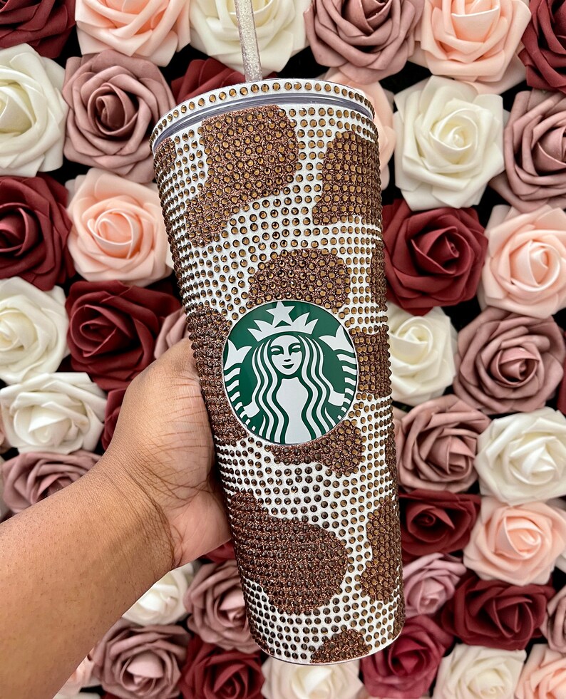 Cow Print Vinyl & Rhinestone Full Bling Venti Acrylic - Etsy
