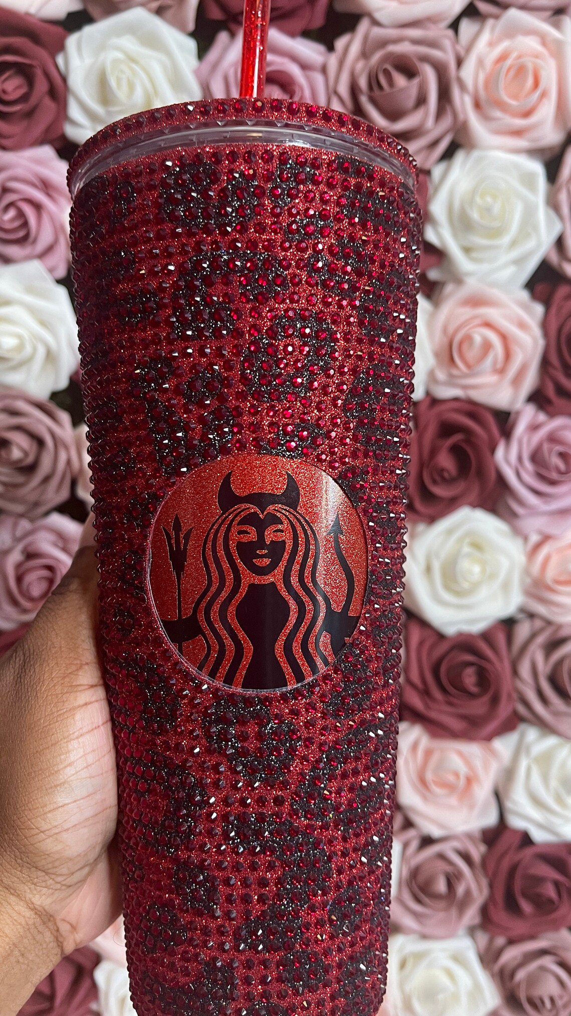 She Devil Red and Black Glitter HTV With Dark Siam Rhinestones - Etsy