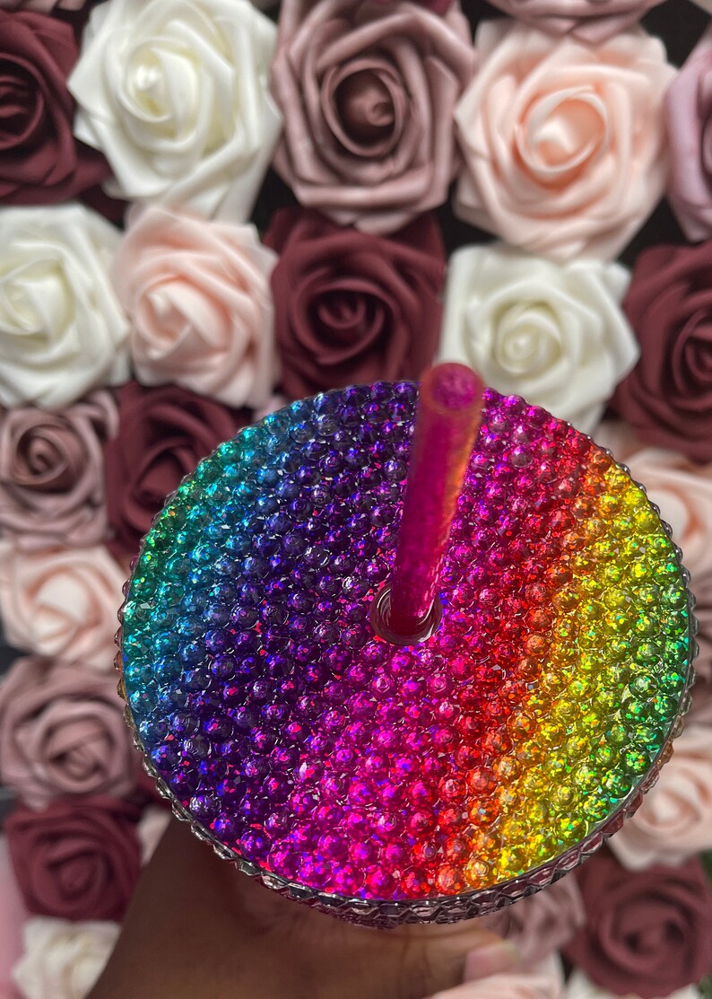 Rainbow Sparkle Drip Rhinestone Bling Venti Acrylic Tumbler - Etsy