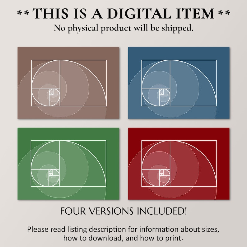 Fibonacci Spiral Art Minimalist Design Math Nerd Gifts | Etsy