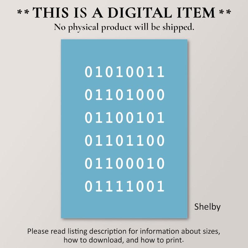 Binary Code Poster Customized With Name, Computer Geek Gifts ...