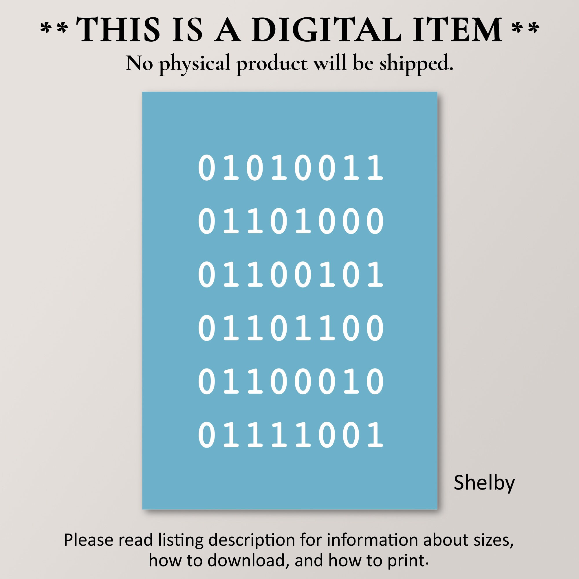 Binary Code Poster Customized With Name Computer Geek Gifts | Etsy