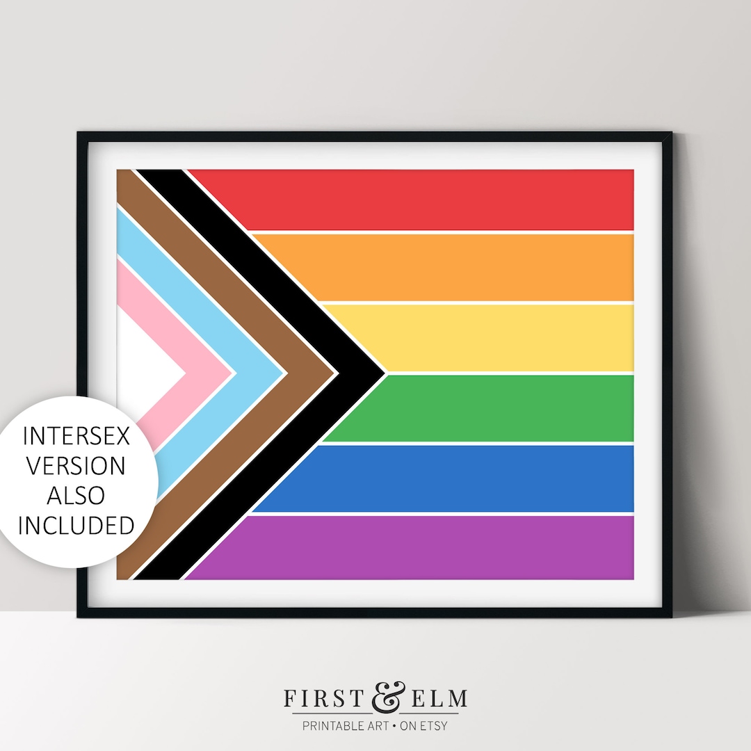 LGBT Progress Pride Flag Printable Wall Art, Intersex Inclusive Design ...