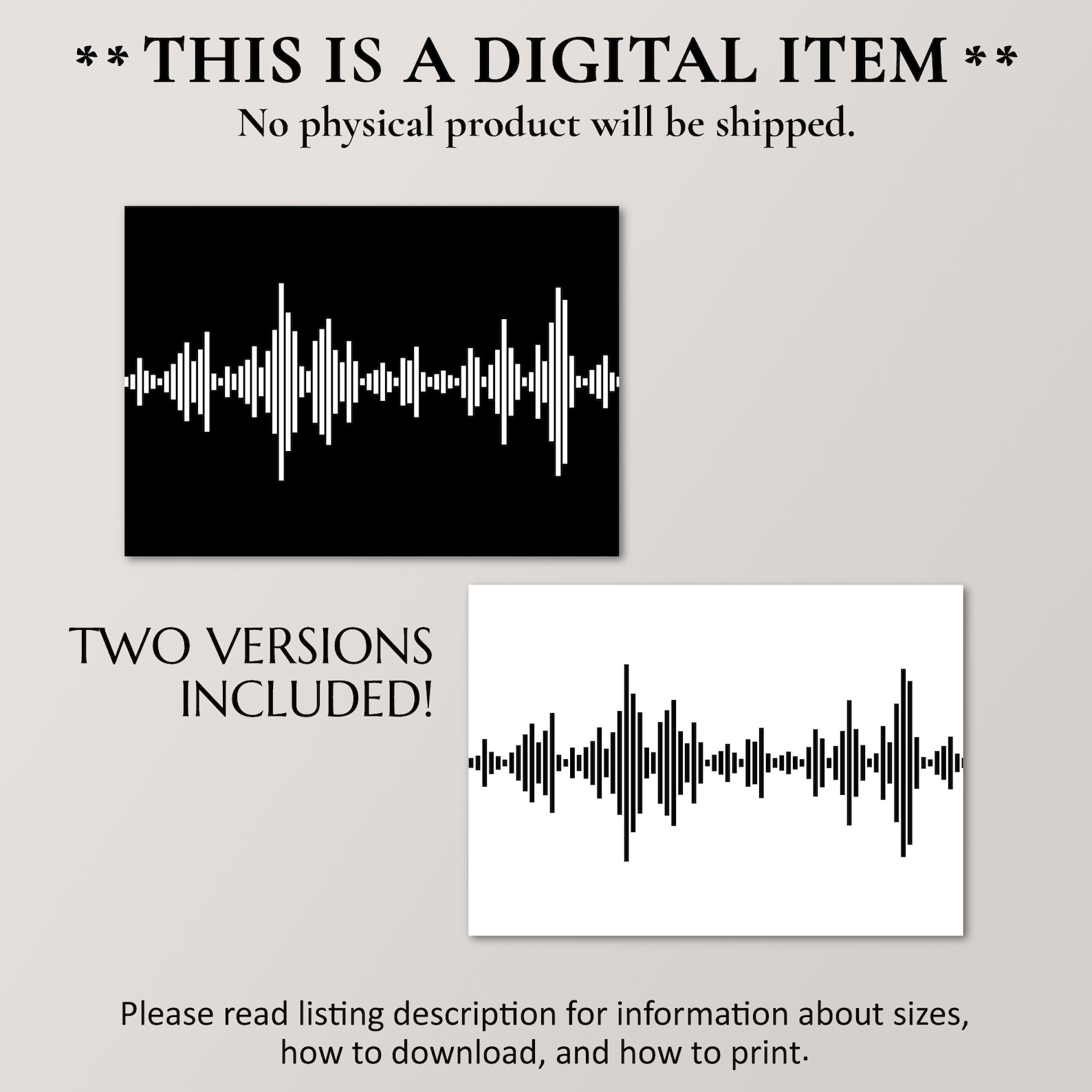 Sound Waves Poster, Music Lover Décor, Minimalist Black and White Art ...