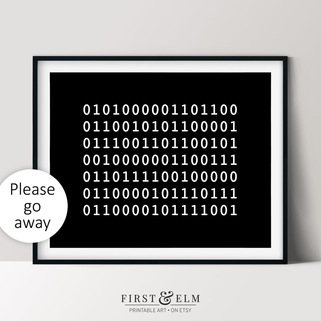 Please Go Away, Funny Binary Code Poster, IT Office Wall Art, Computer ...