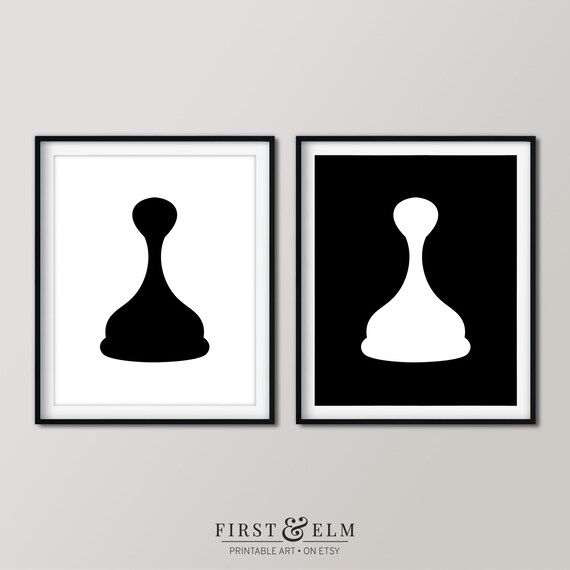 Game Pieces Posters Set of 2 Prints Game Room Wall Art - Etsy
