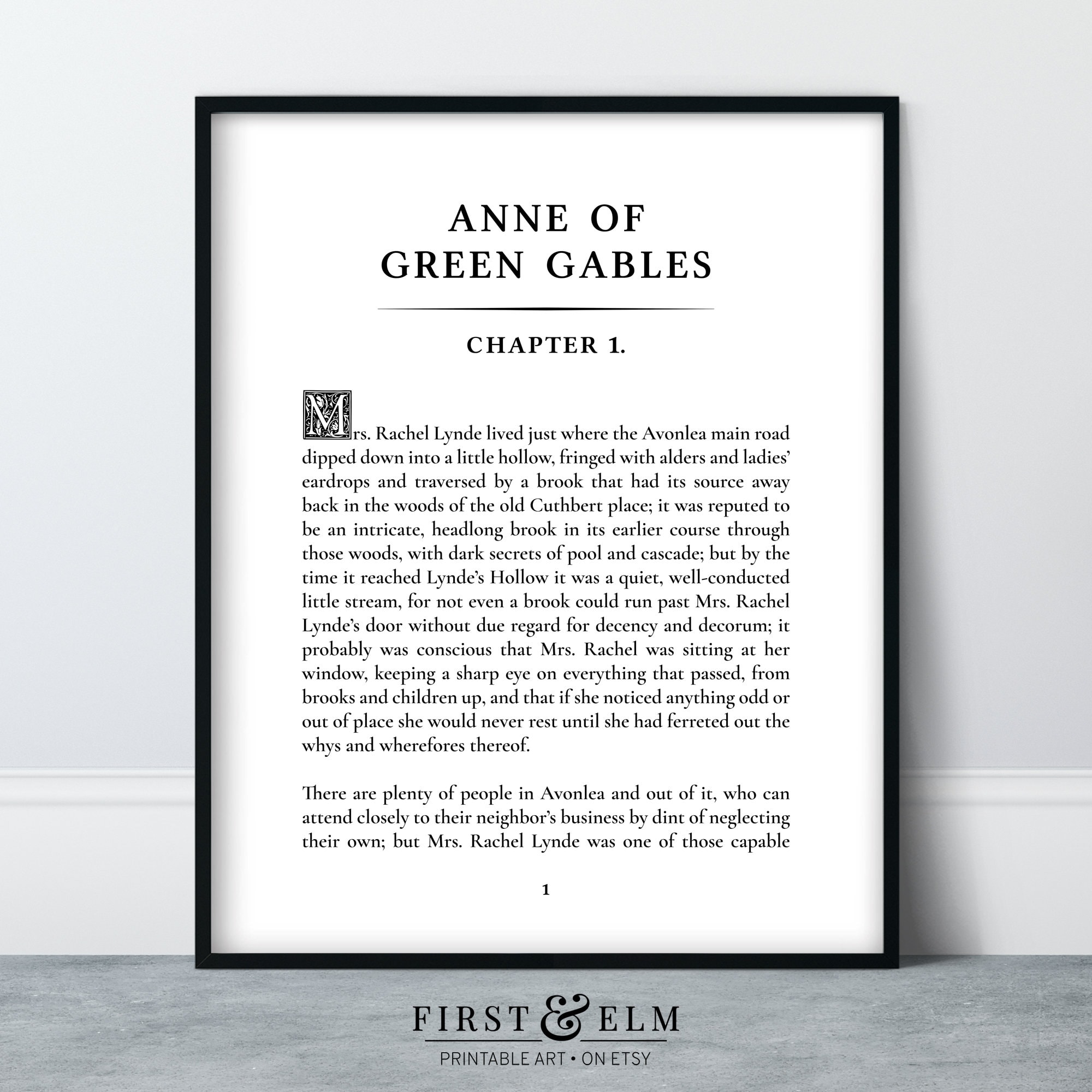 Anne of Green Gables First Page of Book Home Library Décor - Etsy