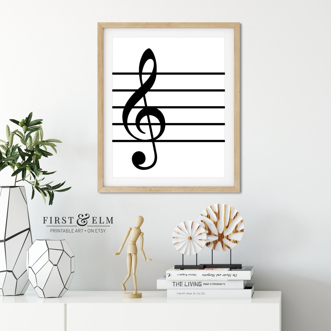 Unique Music Lover Wall Art, Treble Clef and Staff Lines, Music ...