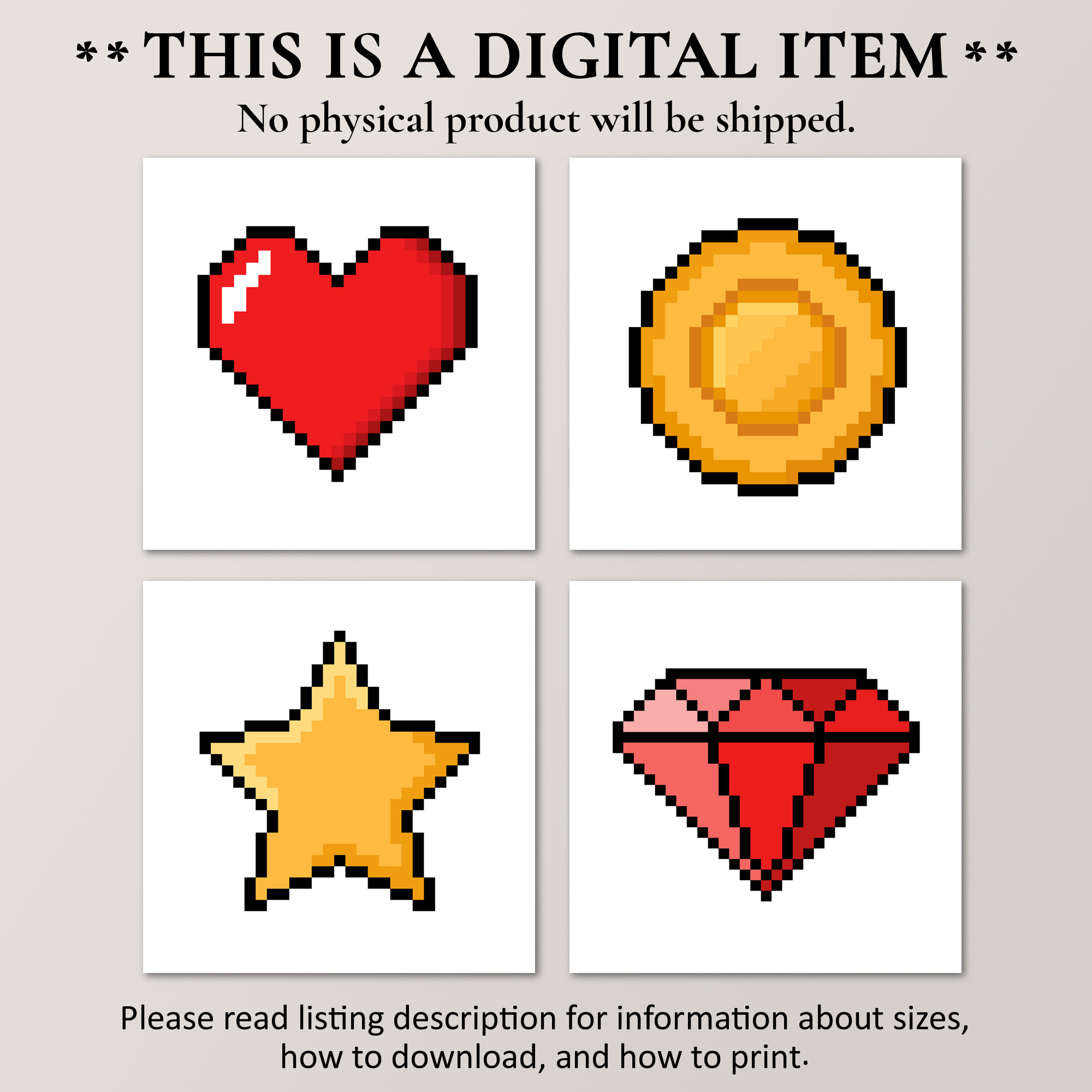 Retro Video Game Icons Set of 4 Prints Gaming Gift Ideas - Etsy