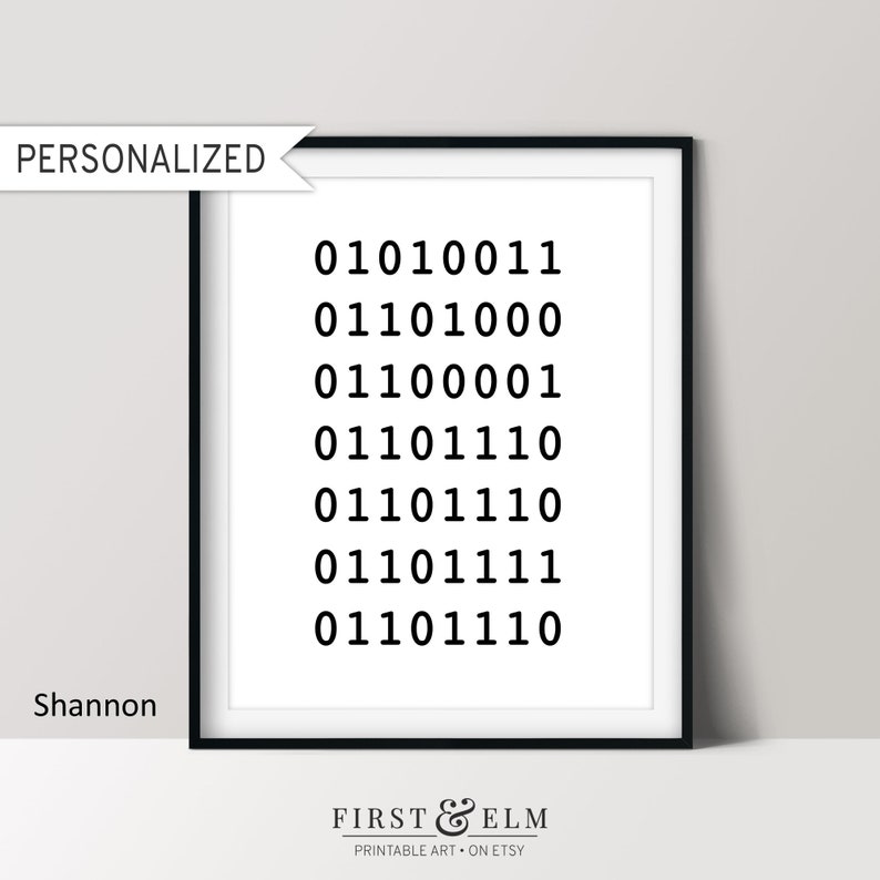 Binary Code Poster Customized With Name Computer Geek Gifts | Etsy