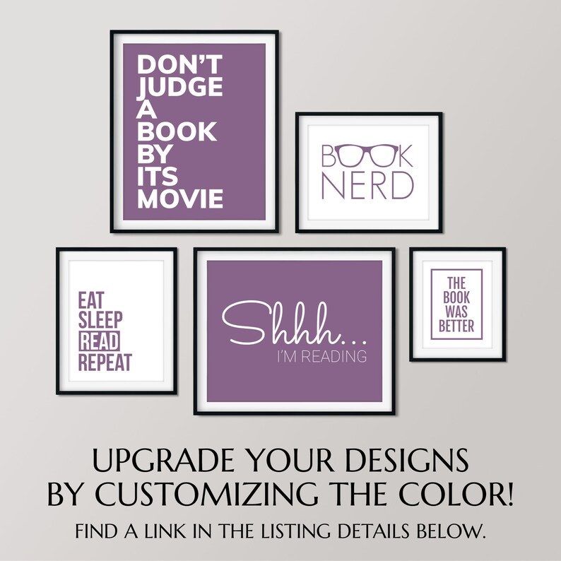 Book Lover Posters Set of 5 Prints Home Library Décor - Etsy